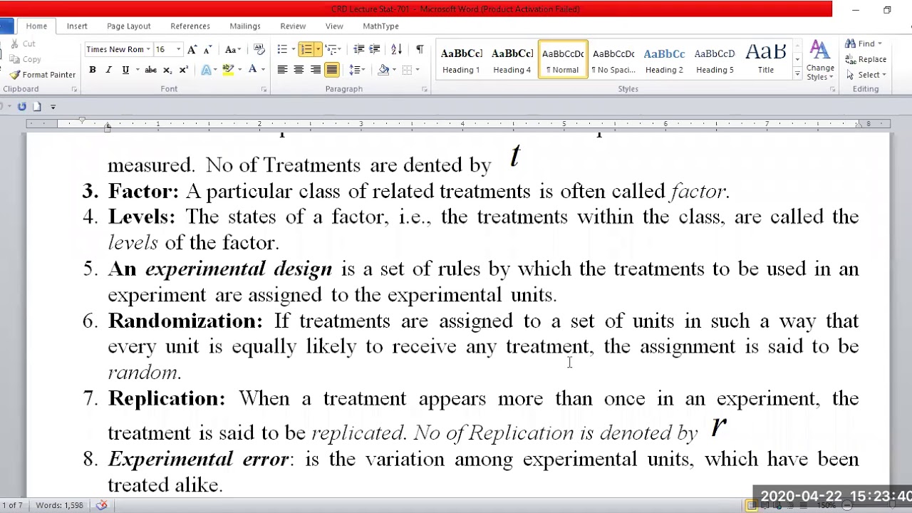 Introduction to CRD- Experimental Statistics Part 1 - YouTube