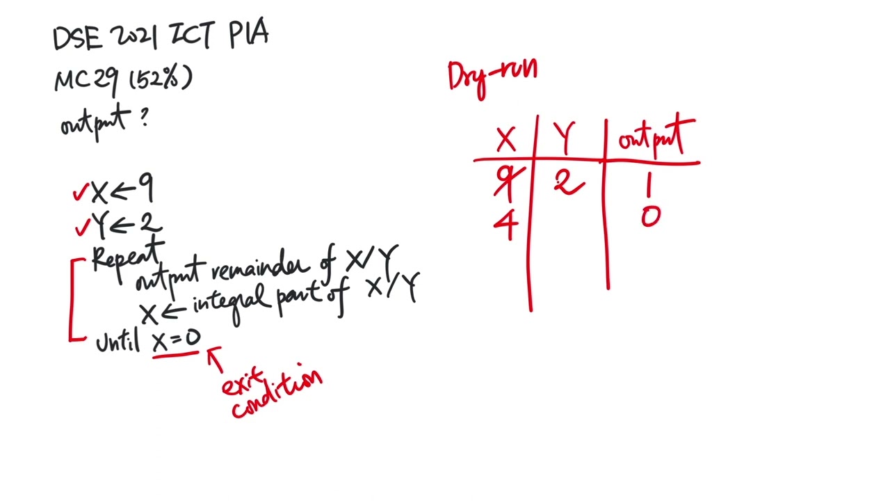Dse 2021 Ict Mc29 Dry Run Pseudocode Repeat Until Youtube