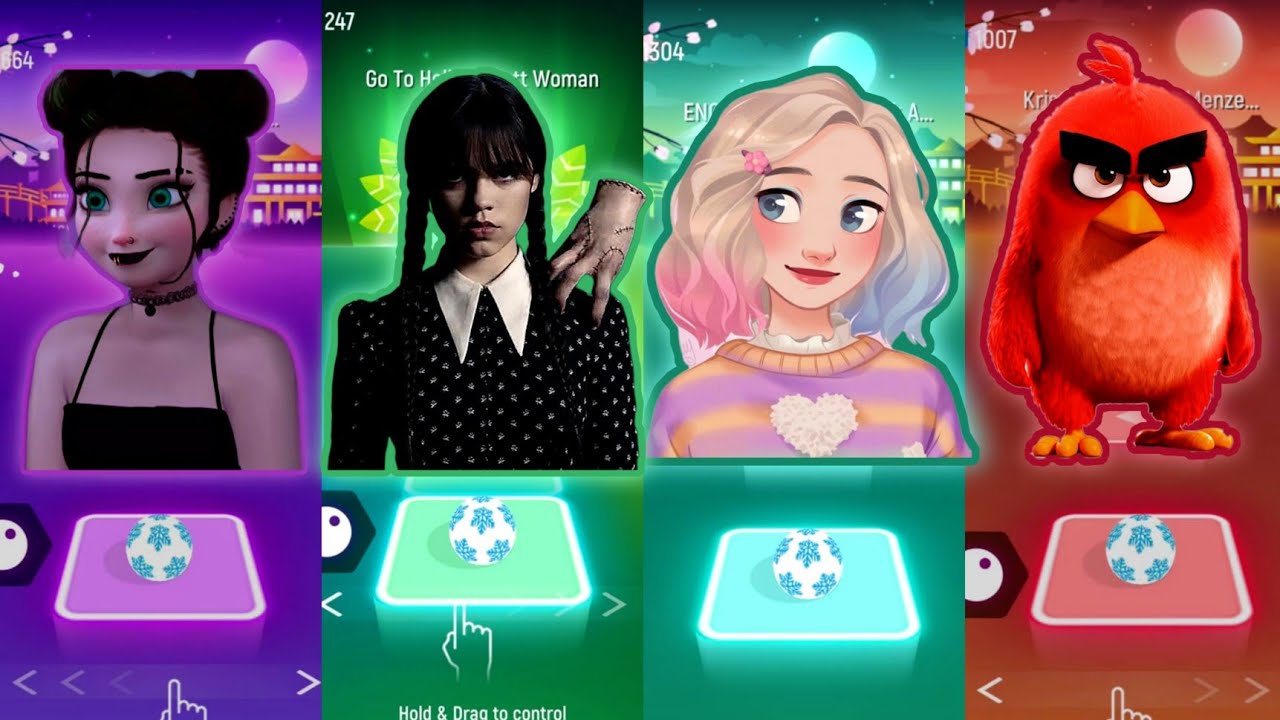 Angry Birds - Elsa - Enid - Wednesday || Tiles Hop Edm Rush ...