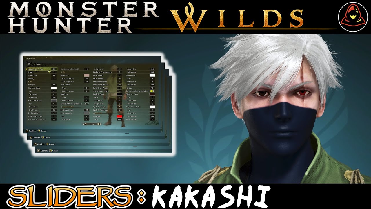 Monster Hunter Wilds | Character Creation Sliders: Kakashi Hatake ...