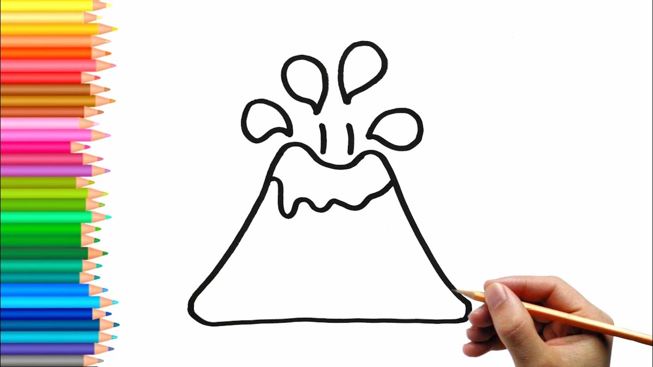 How to draw a Volcano 🌋 very easy - YouTube