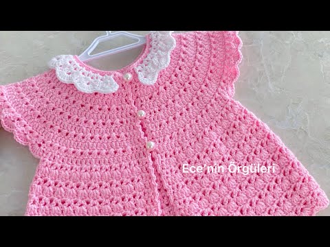 Crochet Beautiful Princess Vest / Tığ işi Güzel Yaka Modelli Kız Bebek Yeleği/ 6 -12 ay