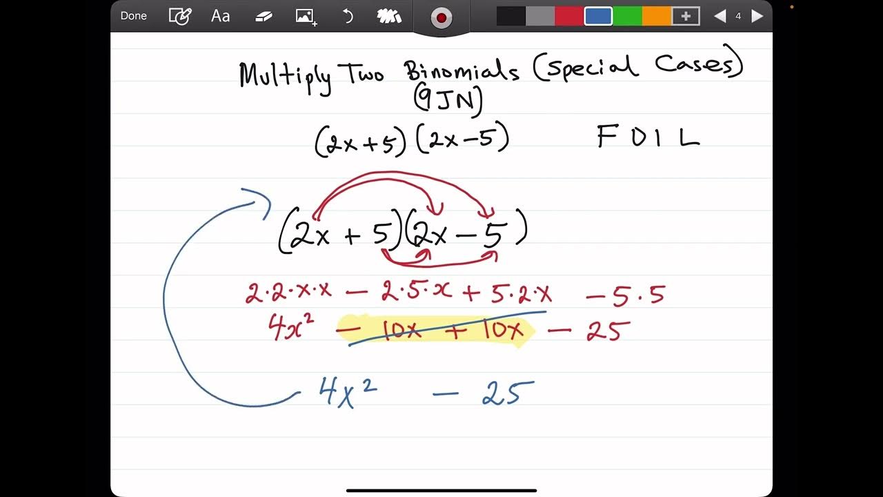 Multiply Binomials (special case) 9JN. - YouTube