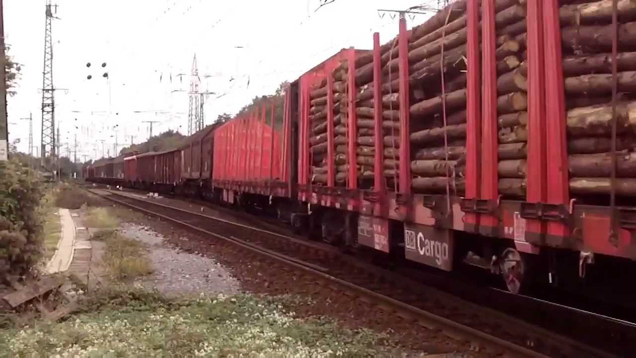 Mixed Freight Train with wood and Steel Products at Cologne Gremberg ...