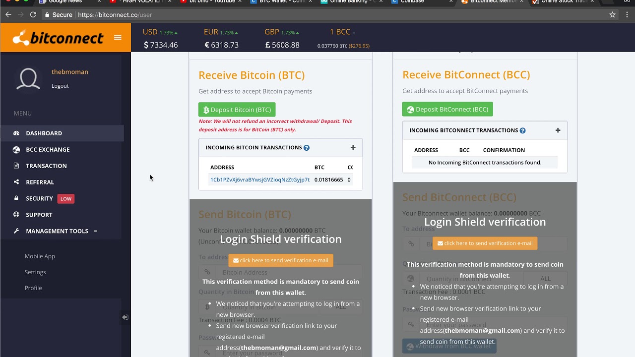 follow up deposit bitcoin to bitconnect video showing pending ...