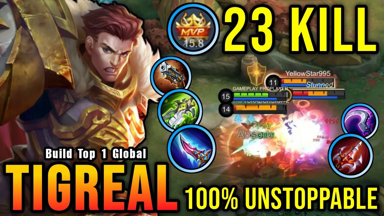 23 Kills No Death!! Tigreal Damage Build 100% Unstoppable!! - Build Top ...