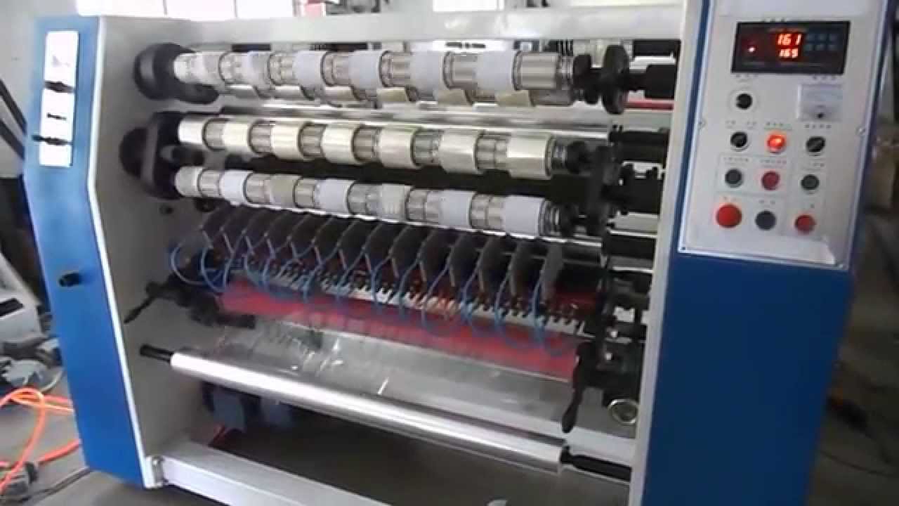 Four shafts air score knives bopp packaging tape slitting machine/bopp ...