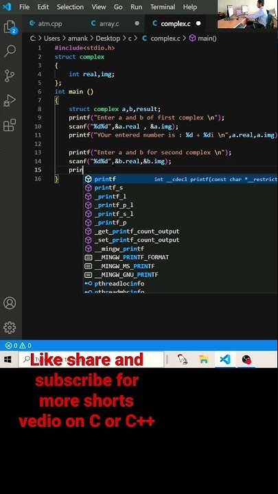 Sum of complex numbers in c - YouTube