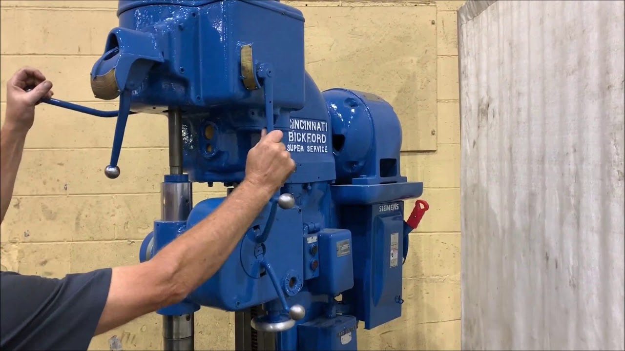 21" CINCINNATI SINGLE SPINDLE DRILL: STOCK #67508 - YouTube