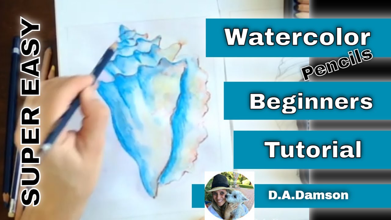 Super Easy Seashell Watercolor painting tutorial for beginners step by ...
