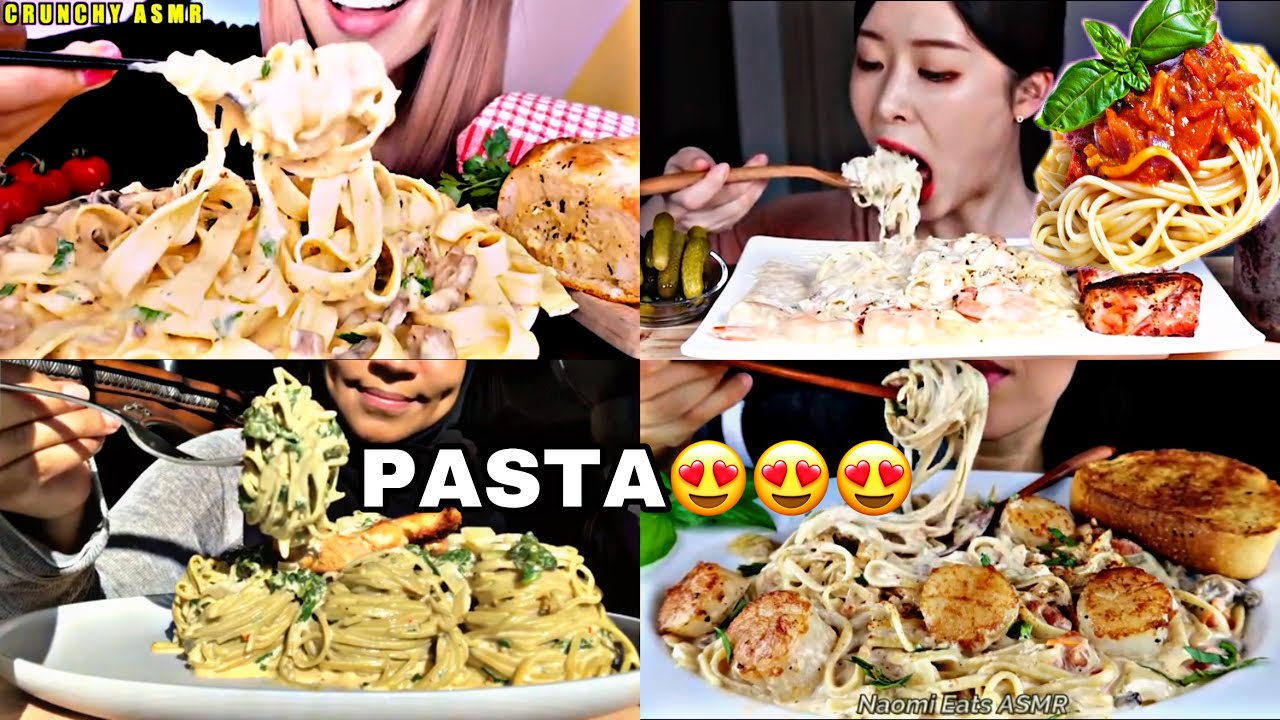 ASMR EATING | CREAMY PASTA 🍝 |EATING COMPILATION - YouTube