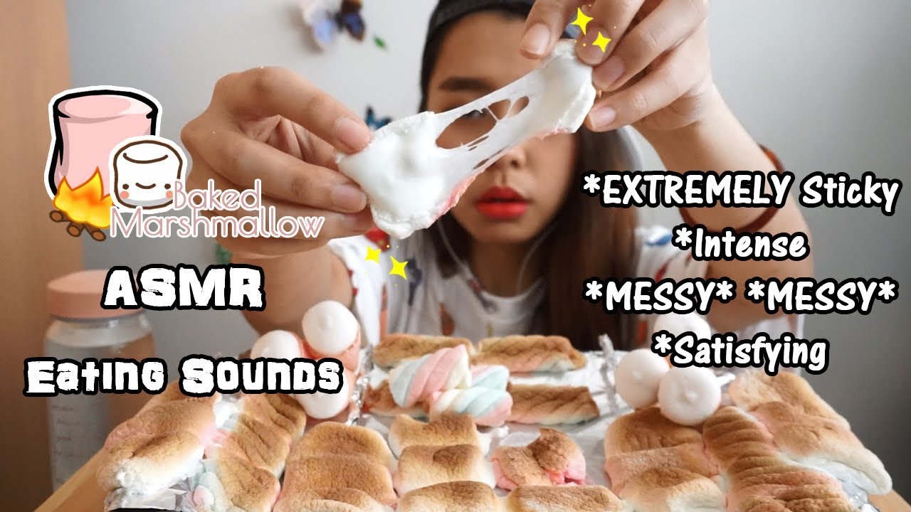 ASMR Baked Marshmallow | EXTREME Sticky & Crunchy Eating Sounds | No ...