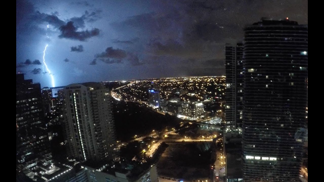 Miami Time Lapse Day Night with Thunderstorm 2016, Brickell Hotel View ...
