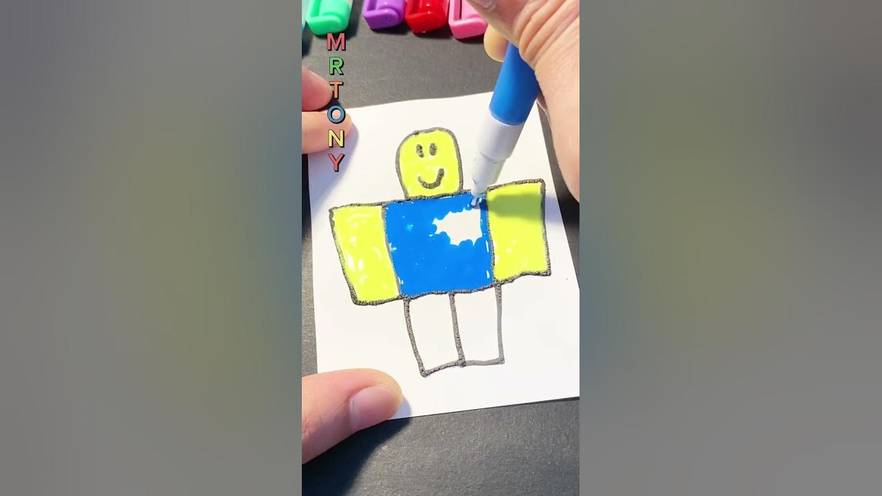 How to draw Noob Roblox with magic popcorn pens / easy drawing Noob Roblox step by step - YouTube