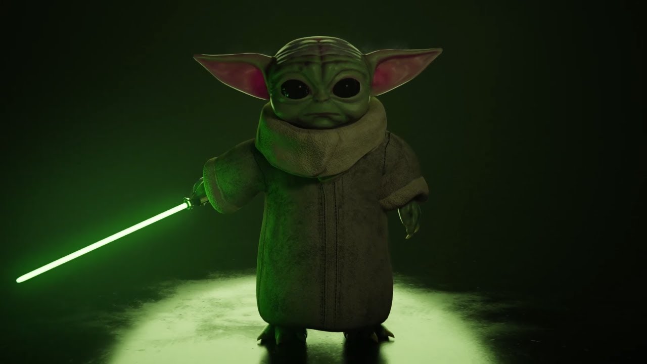 Grogu with his Lightsaber (3D Model Animation in Blender) - YouTube