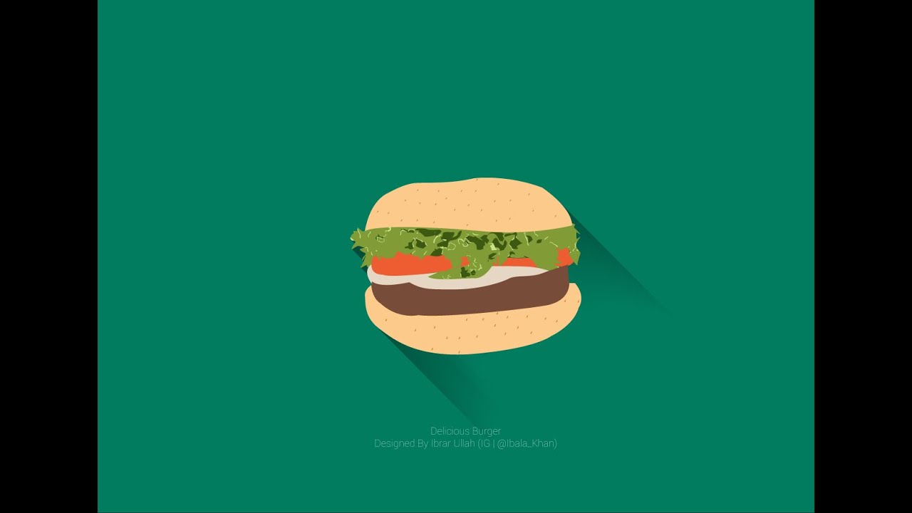 Delicious Burger - Flat Design | SpeedArt - YouTube
