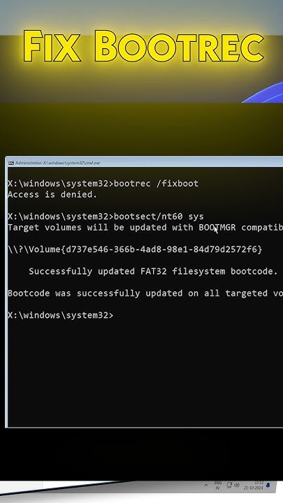 Fix Bootrec /Fixboot Access is denied - YouTube