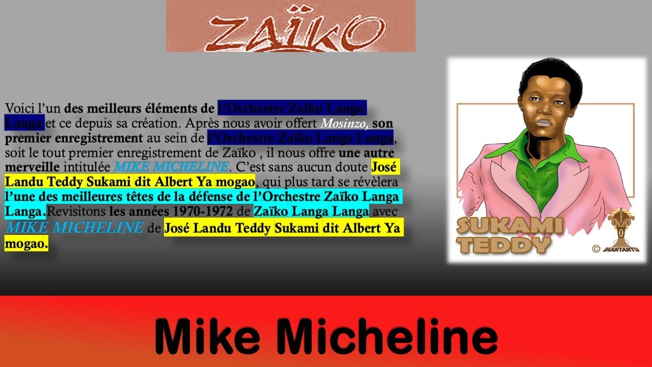 Mike Micheline Est La Troisième Composition de Teddy Sukami au sein de ...