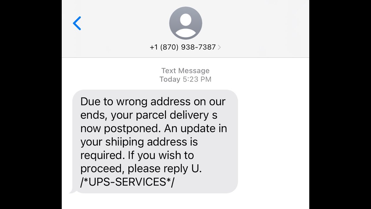 A UPS Scam text message - YouTube
