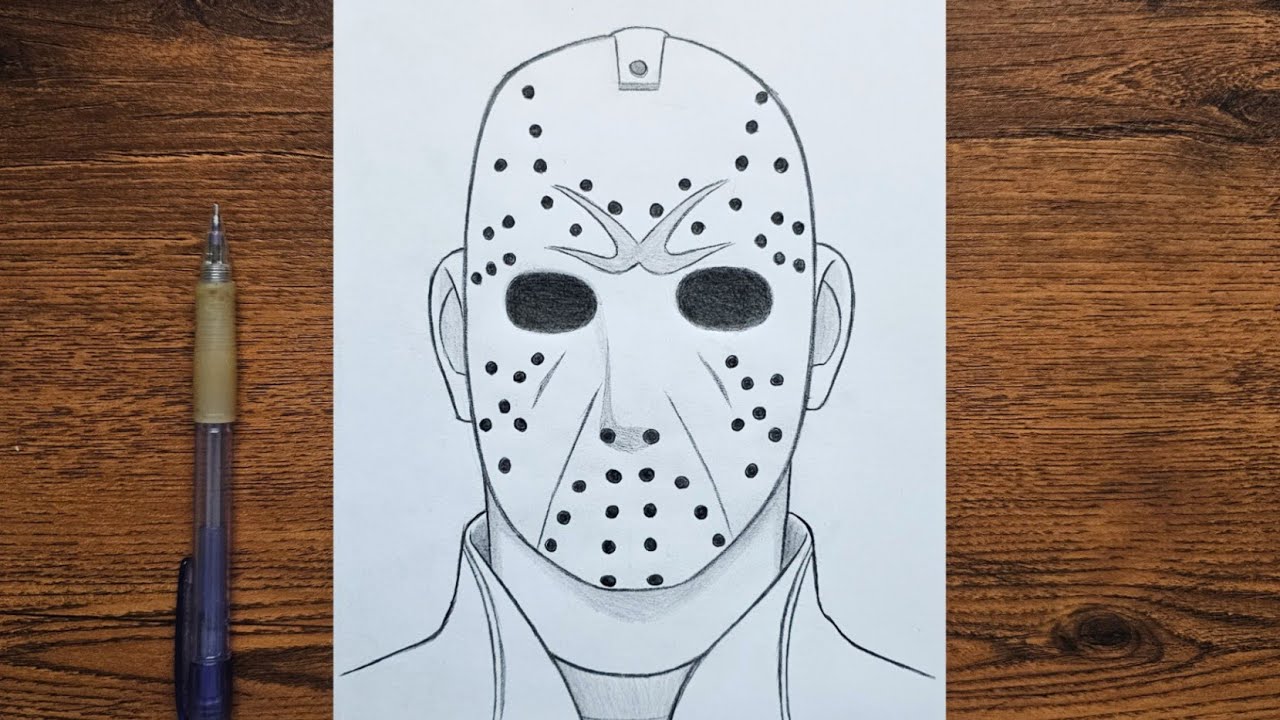 How to draw Halloween stuff | How to draw Jason Voorhees step by step ...