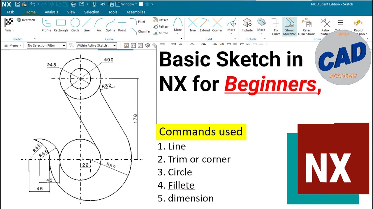 Basic of sketcher in UG NX for Beginners - YouTube