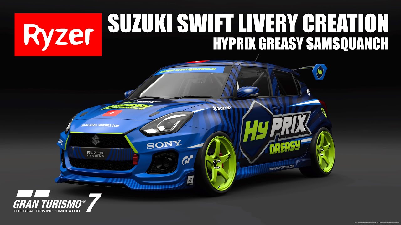 GT7 Suzuki Swift Livery Creation - HyPrix Greasy Samsquanch - YouTube