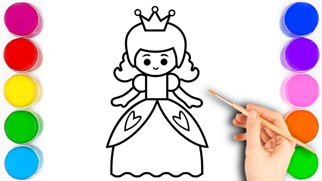 Baby Queen 👑 Drawing and Painting Coloring For Kids and Toddlers | Step ...