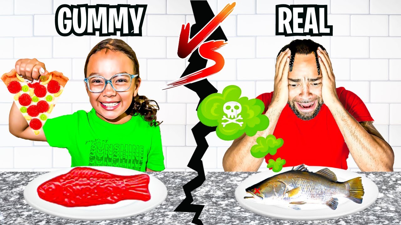 Hilarious Food Eating Challenge: Gummy vs Real Food! - YouTube