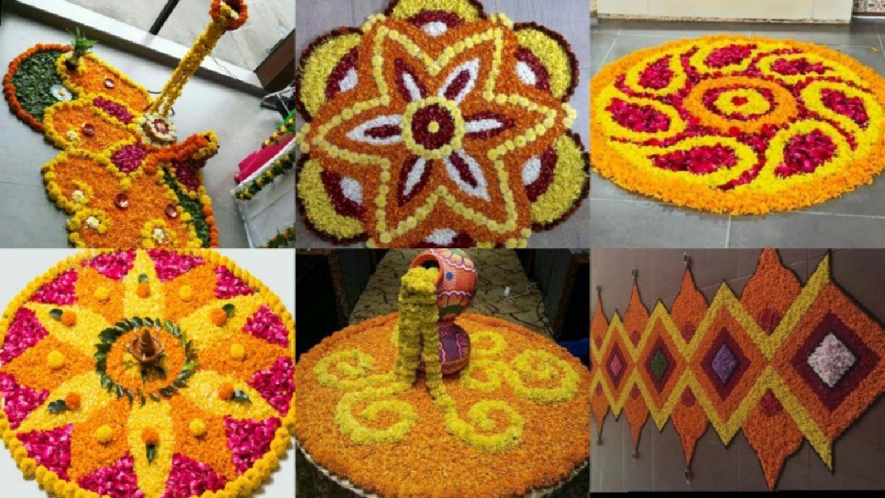 Unique n Easy Flower 🌺🌹 Rangoli Ideas 💡 for Diwali 🪔| Diwali Decoration ...