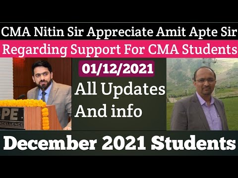 CMA Nitin Sir Appreciate Amit Apte Sir Regarding Support For CMA Exam ...