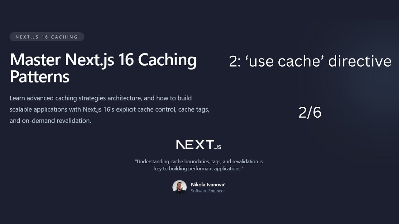 Next.js 16 Cache Components - 'use cache' (Component, Function, Page ...