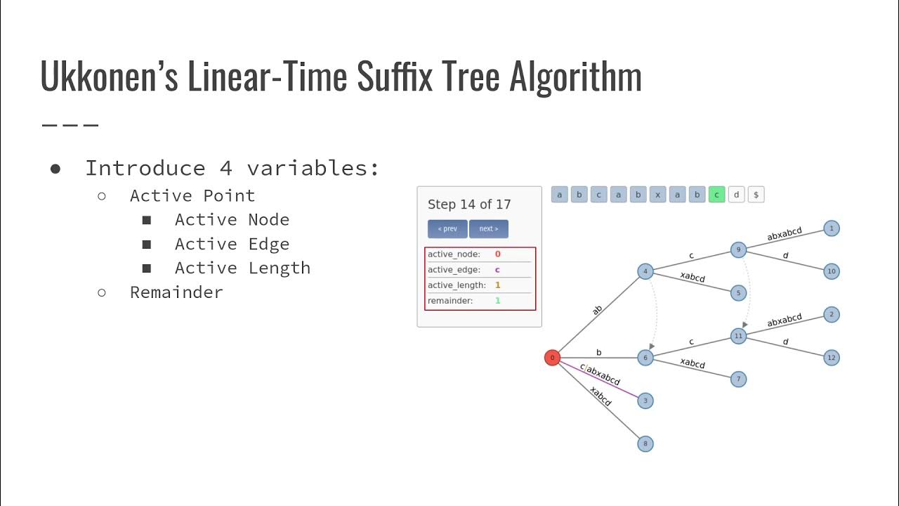 Linear Time Construction Of Suffix Trees With Ukkonen S Algorithm Youtube