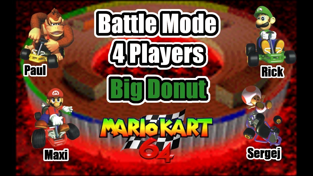Mario Kart 64 - MULTIPLAYER Battle Mode - Big Donut (Wii U Virtual ...