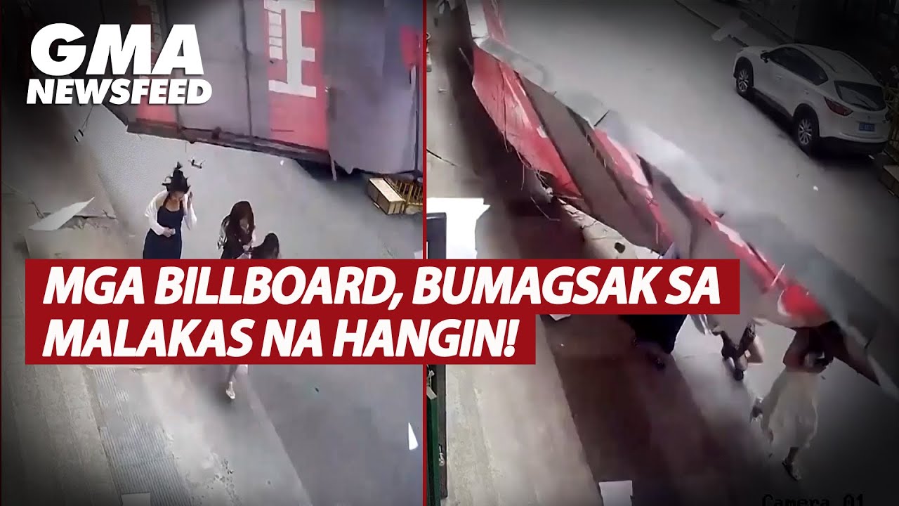 Mga billboard, bumagsak sa malakas na hangin! | GMA News Feed - YouTube