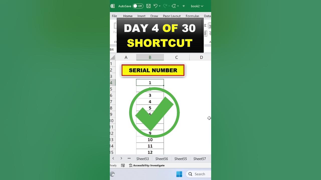 Automatic Serial Numbers in Excel | Fast & Simple Shortcut - YouTube