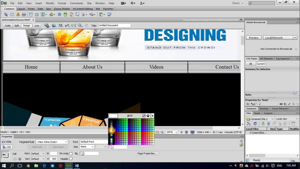 Create easy website using adobe dreamweaver cs6 - YouTube