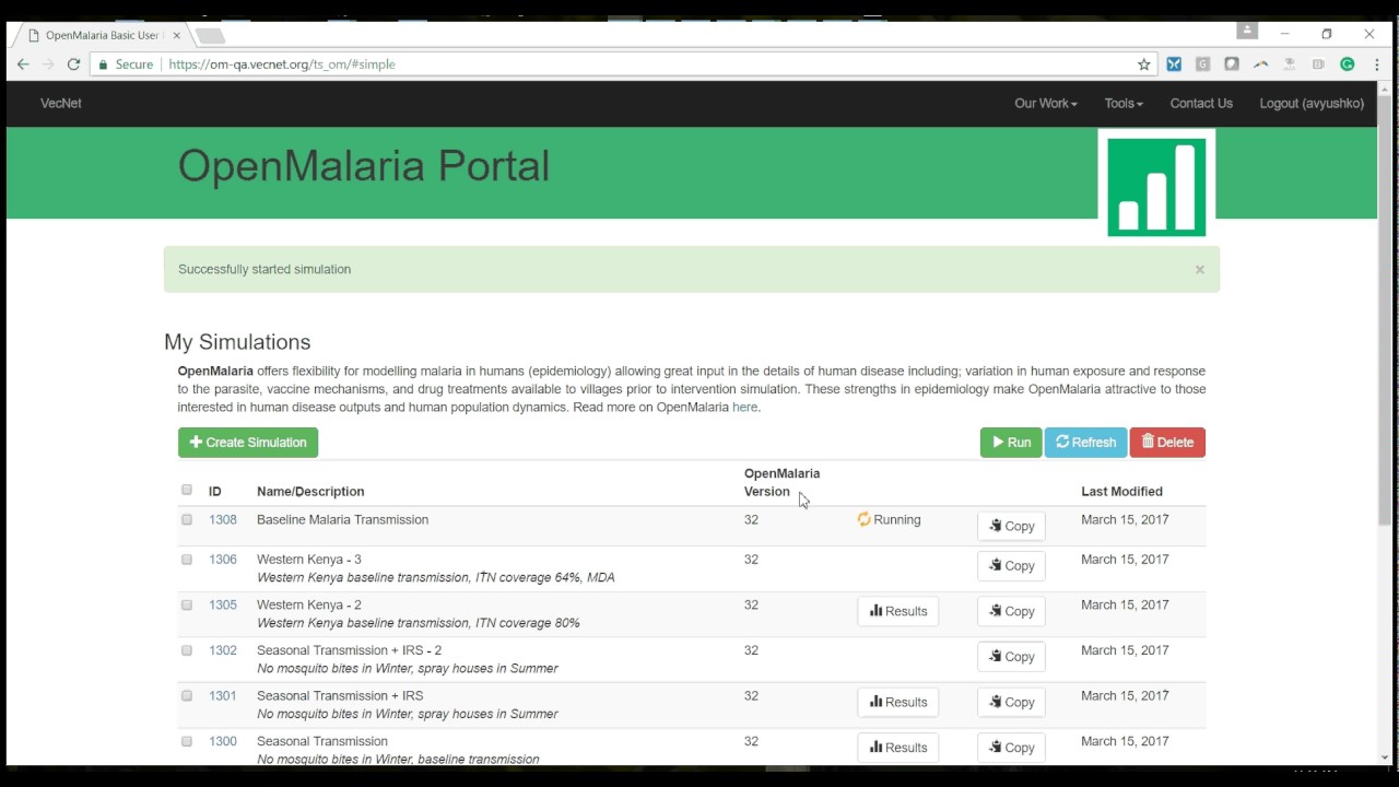 Create simulation using OpenMalaria Portal interface - YouTube