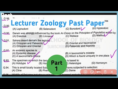 Lecturer Zoology past paper - Part 1 - 30 MCQs - YouTube