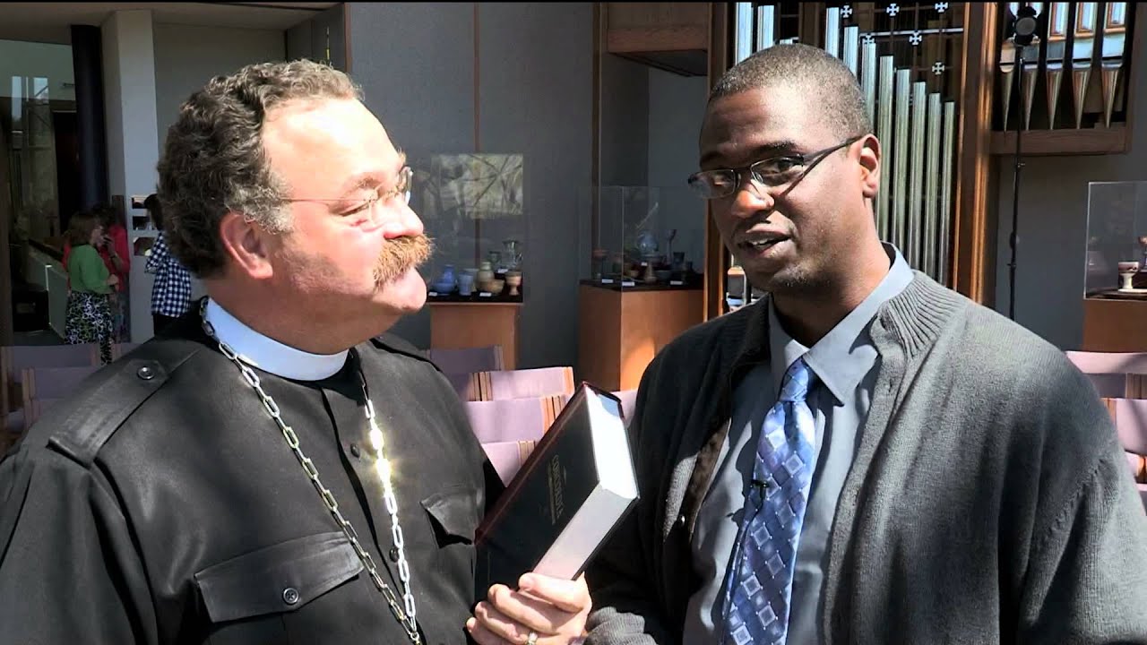 LCMS President Harrison chats with guest at chapel today - YouTube