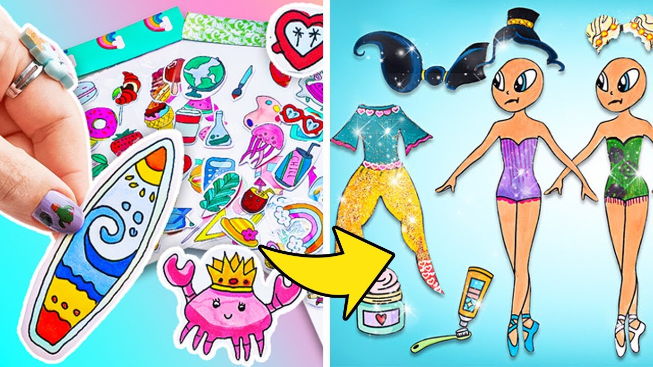 Make DIY Stickers & Paper Doll Outfits!👗 Art by Slick Slime Sam's Maker ...