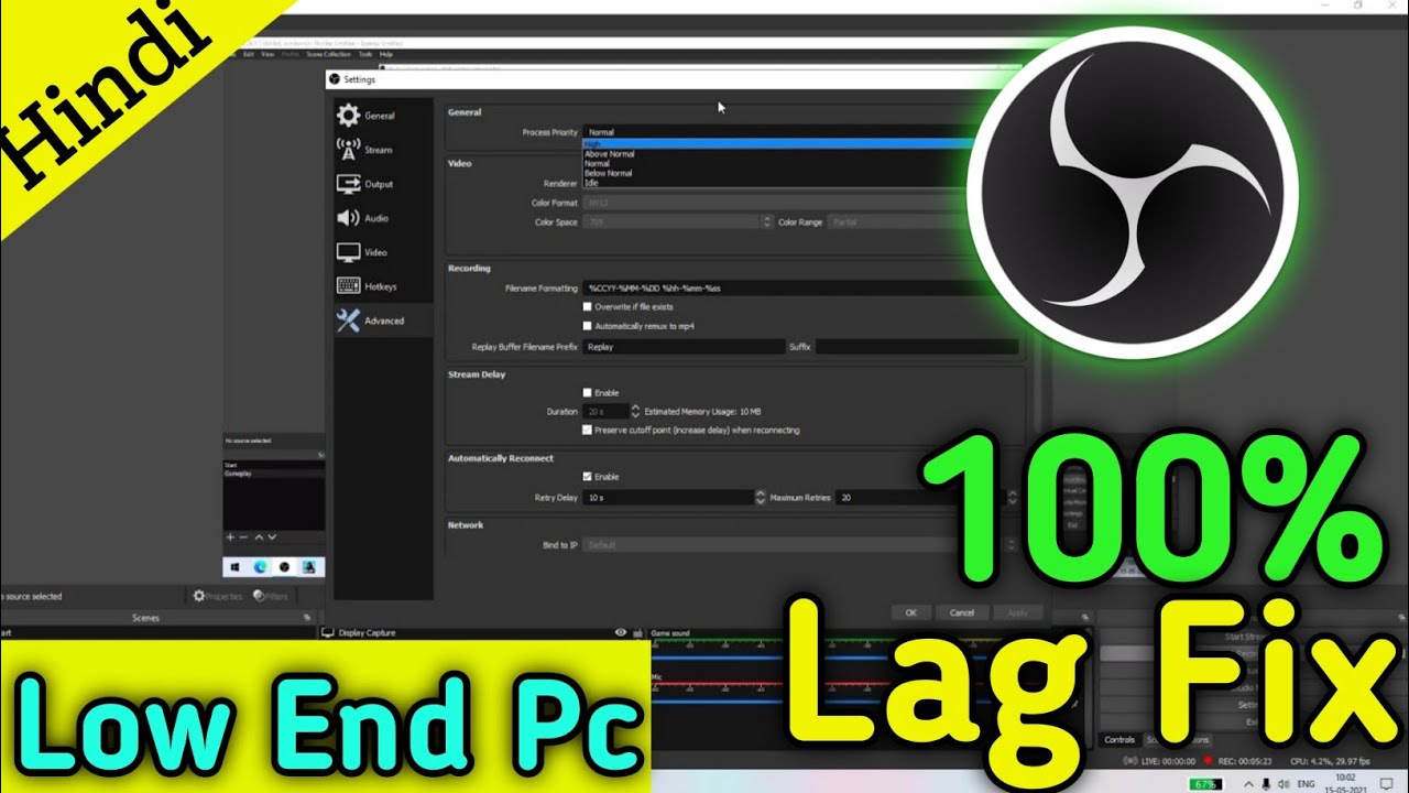 Best OBS Setting For Low End Pc 2021 | OBS Studio Lag Fix - YouTube
