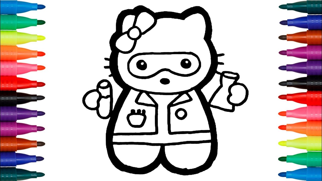Chemist Hello Kitty Drawing and Coloring for Kids Toddlers - How to ...