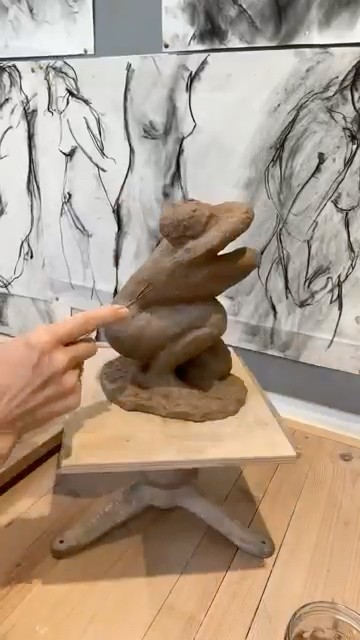 Hollowing out a clay seated figure ready for the kiln #unpredictability ...