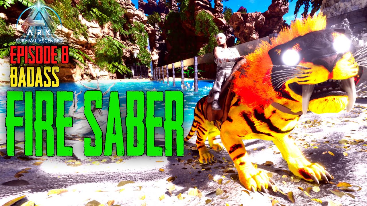 NGABUBURiT SAMBiL BERBURU BADASS FiRE SABERTOOTH | ARK Ascended ...