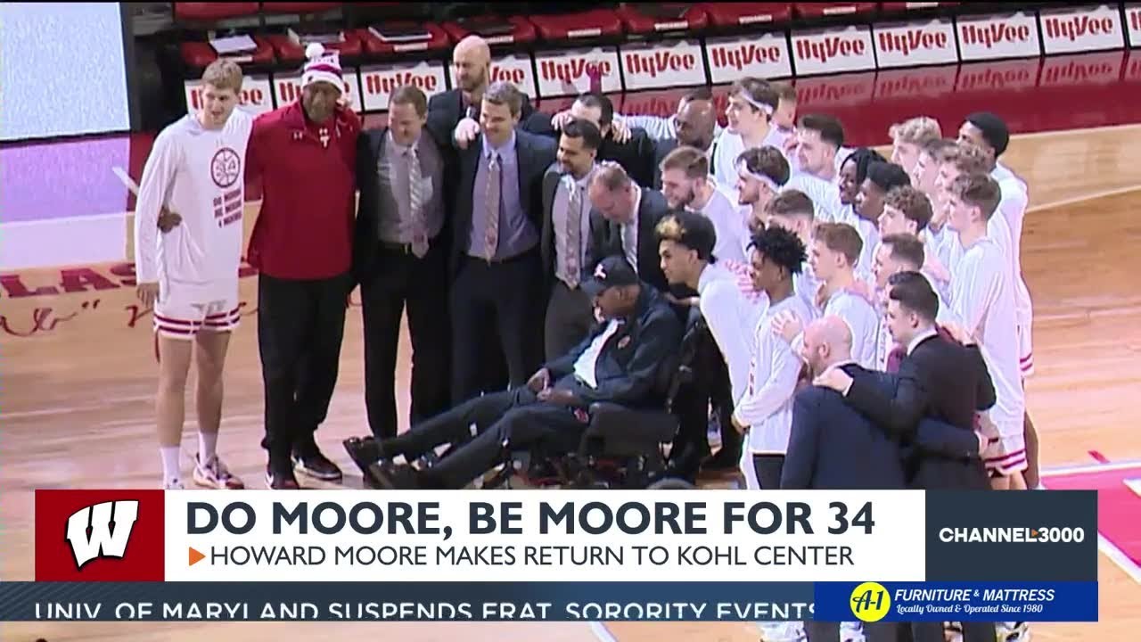 Howard Moore makes triumphant return to Kohl Center - YouTube