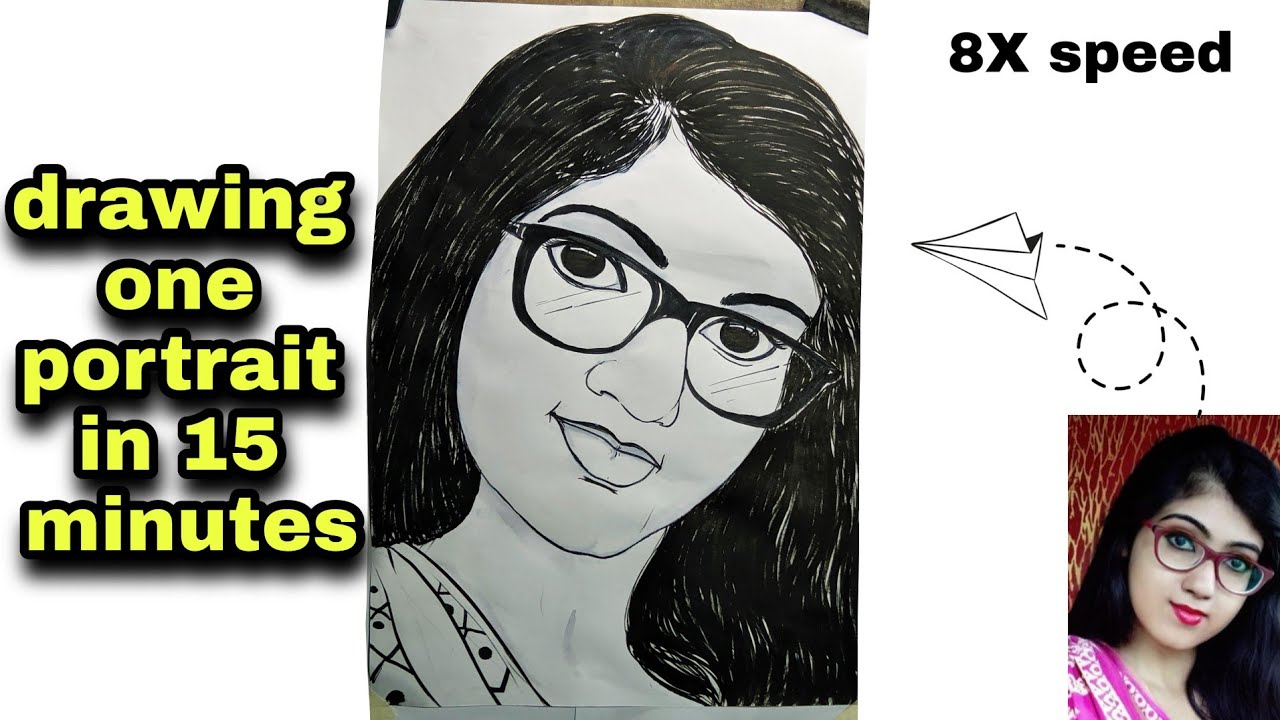 Drawing one portrait in 15 minutes | 🍀EP-2🍀 | 8X SPEED | how to draw a ...