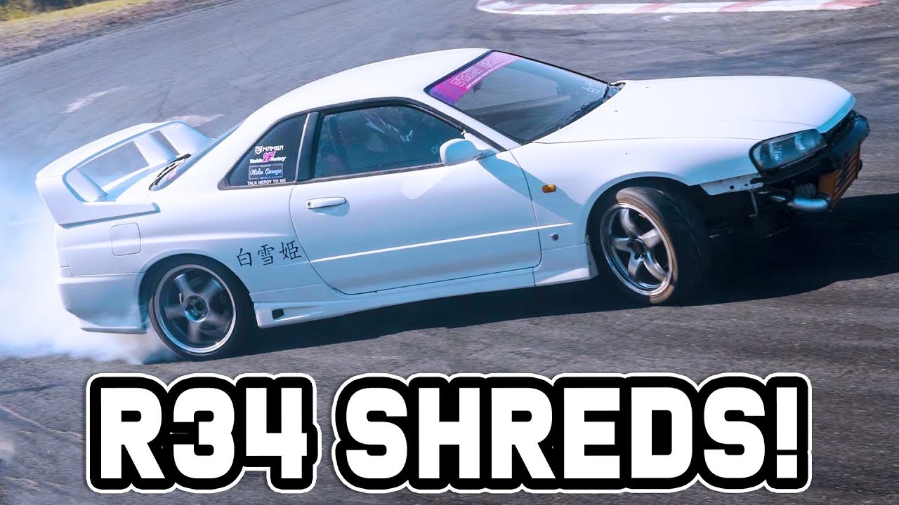 THE R34 SHREDS! - Archerfield Drift Park Adam LZ Day - YouTube