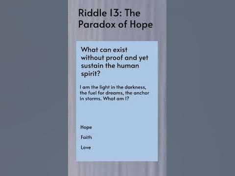 Riddle 13 The Paradox of Hope - YouTube