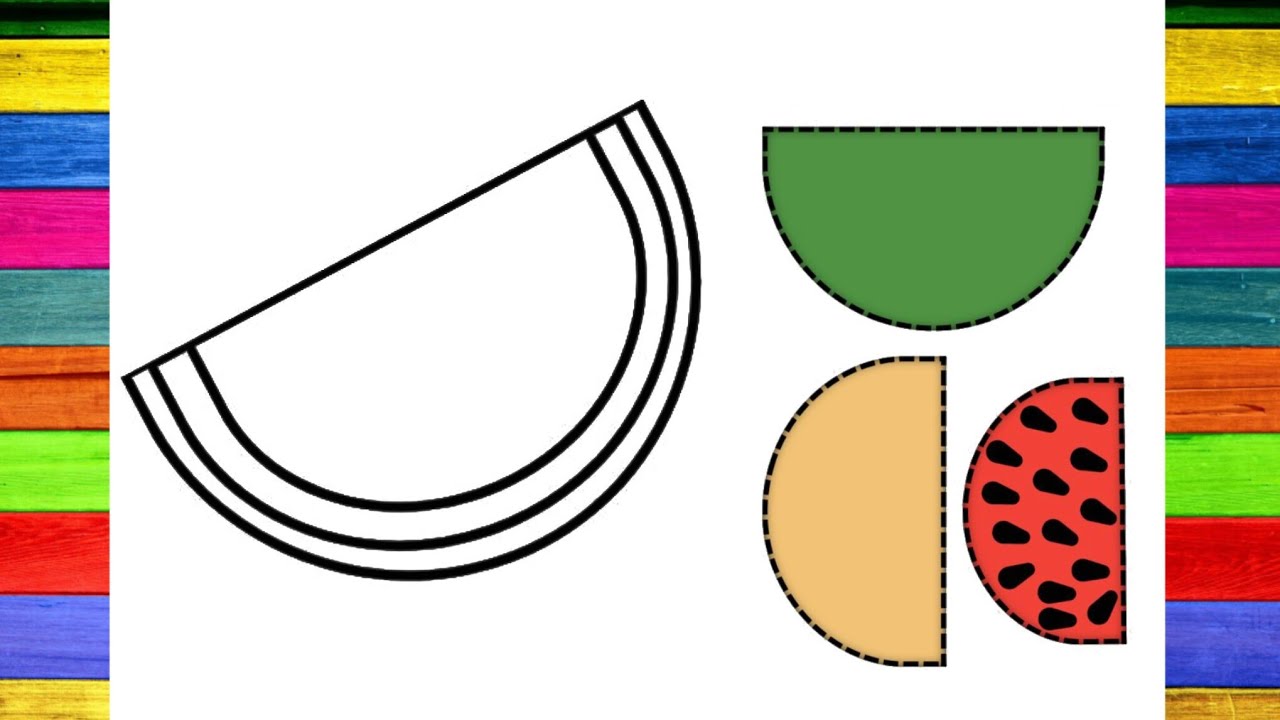 Draw watermelon using shapes | learn to color | step by step drawing ...
