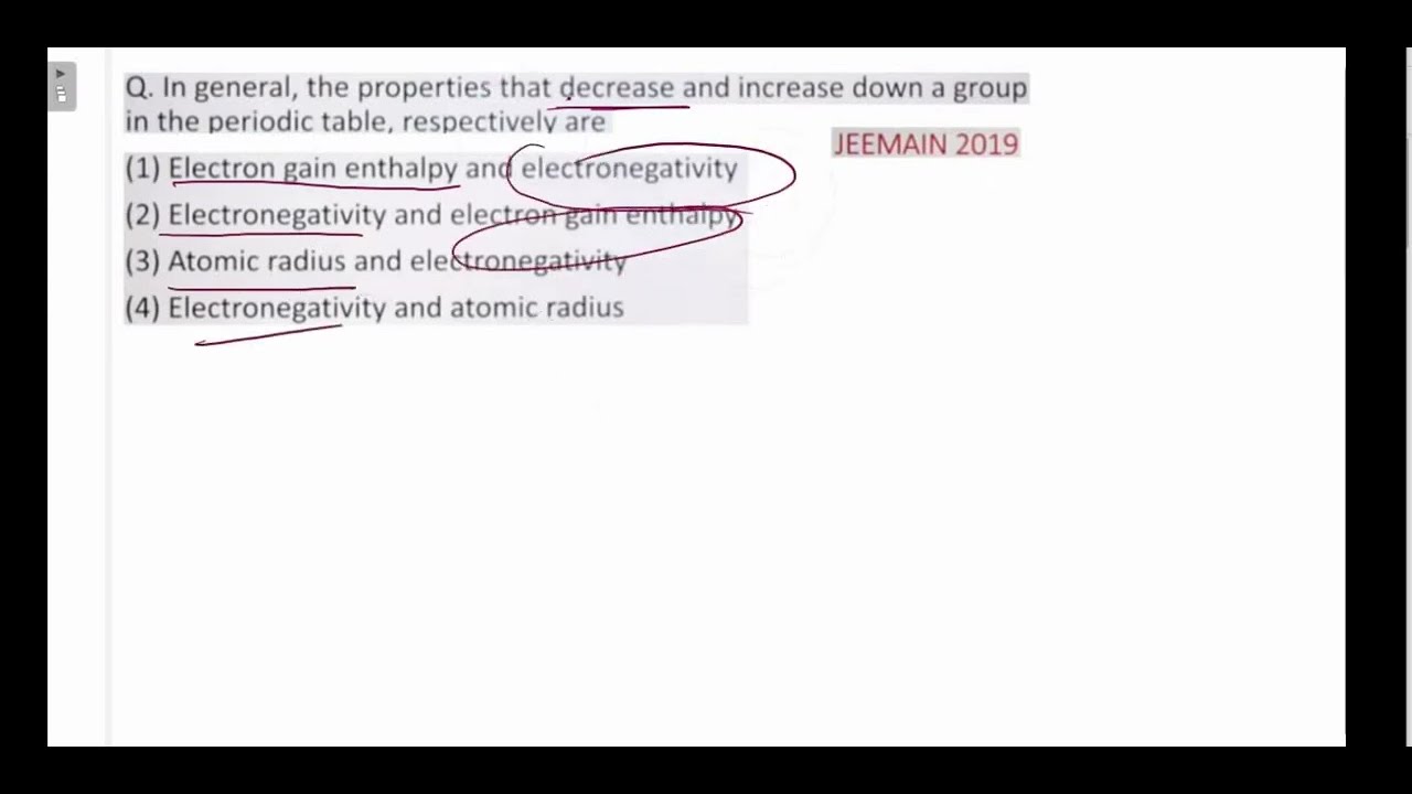 In General The Properties That Decrease And Increase Down A Group In 2233